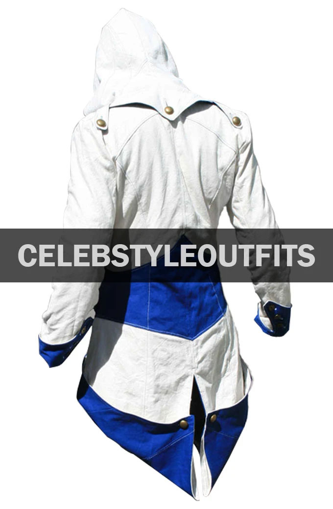 Assassins Creed Connor Kenway Blue And White Cosplay Coat
