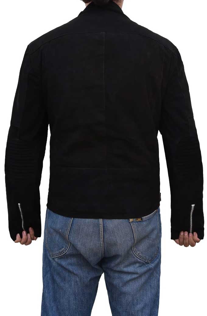 Buddy Baby Driver Jon Hamm Mens Black Suede Leather Jacket