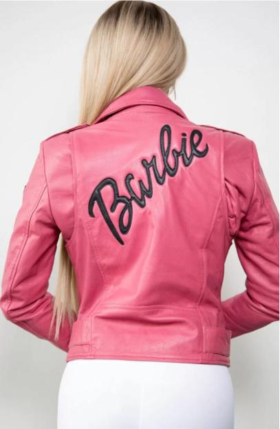 Barbie Movie Inspired Pink Leather Asymmetrical Biker Jacket