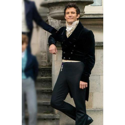 Lord Anthony Jonathan Bailey Bridgerton Black Velvet Tailcoat