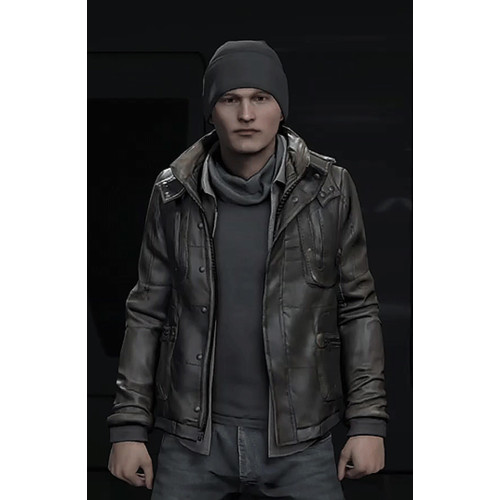 Detroit Become Human Connor RK800 Leather Hoodie Jacket