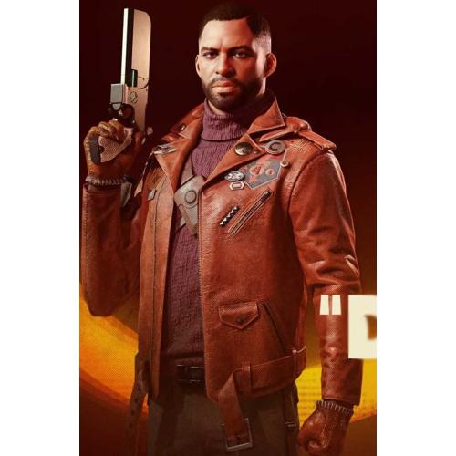 Deathloop Gaming Colt Vahn Biker Brown Cosplay Leather Jacket