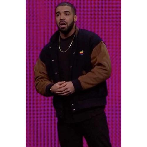 Drake WWDC 2015 Apple Vintage Blue Cotton Varsity Jacket