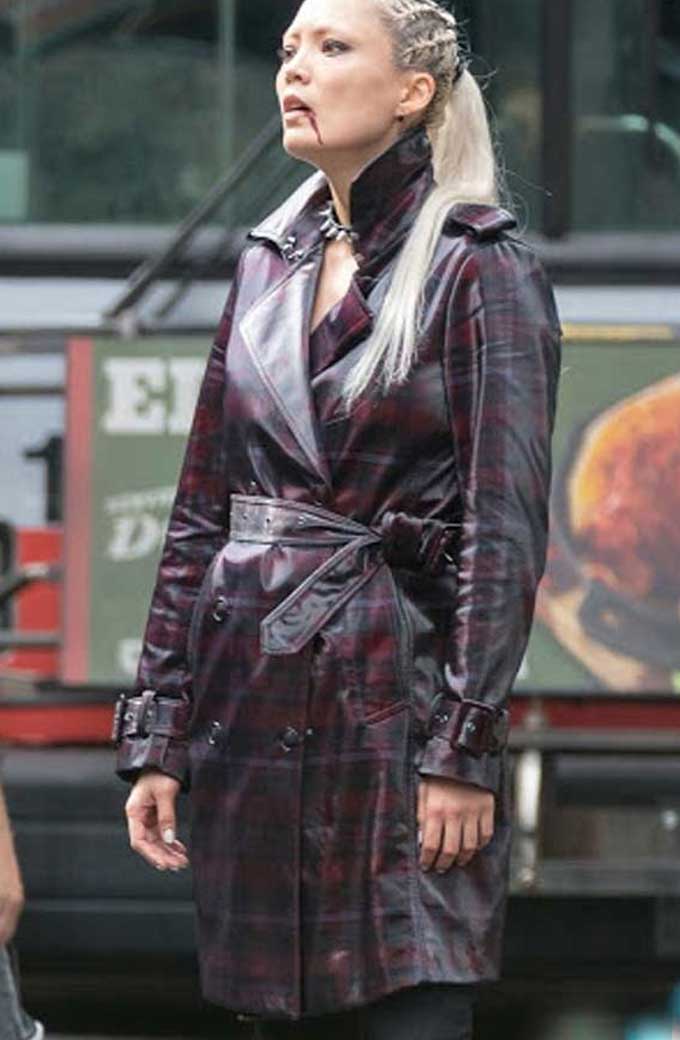 Thunder Force Pom Klementieff Black Cotton Checkered Coat