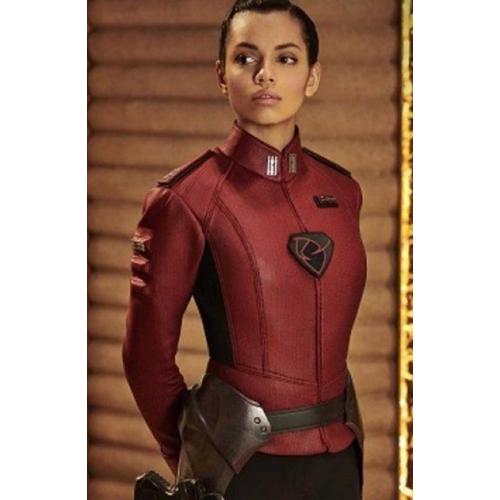 Krypton Lyta-Zod Georgina Campbell Red Cosplay Leather Jacket