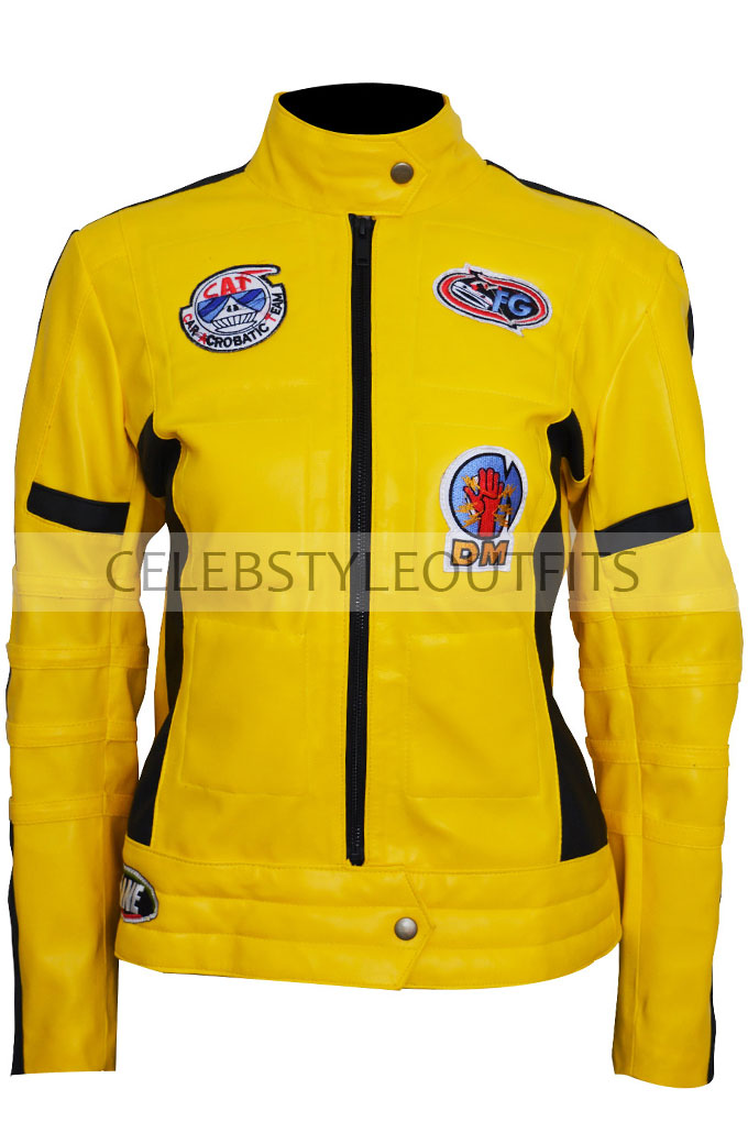 Uma Thurman Kill Bill Movie The Bride Yellow Leather Jacket