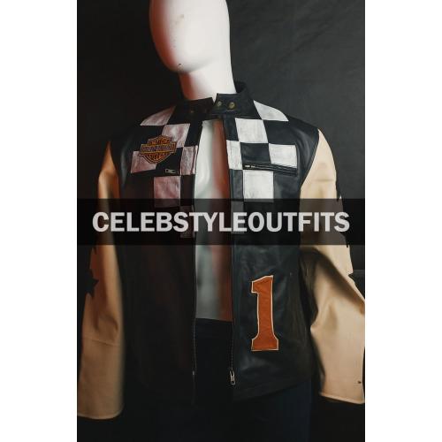 Harley Davidson Motorcycles Checked Black Biker Leather Jacket