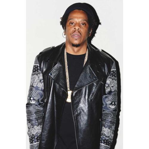 Jay Z Street Mens Casual Bandana Print Black Leather Jacket
