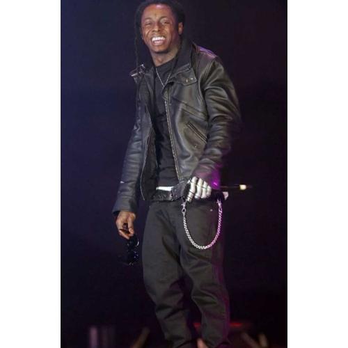 Lil Wayne Newark Symphony Hall Black Biker Leather Jacket