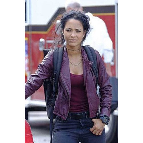 MacGyver Tristin Mays Riley Davis Maroon Leather Jacket