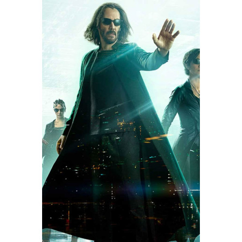 Keanu Reeves Neo The Matrix Resurrections Black Wool Long Coat
