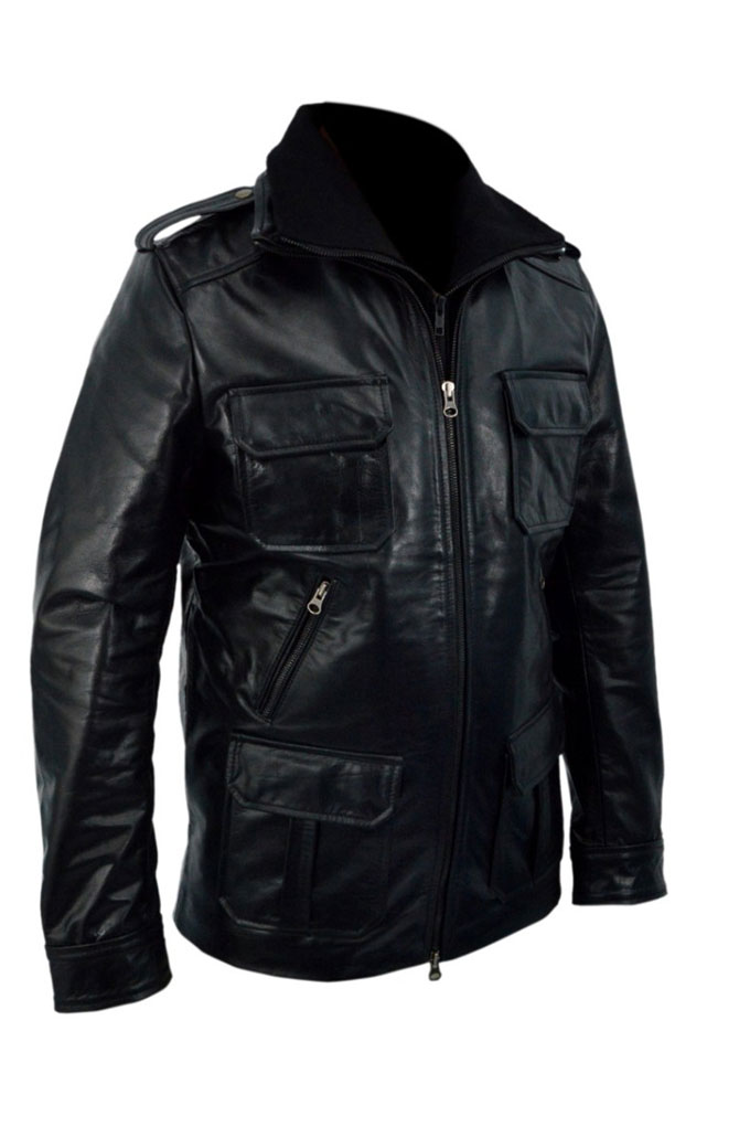 Cleanskin Ewan Sean Bean Mens Bomber Black Leather Jacket