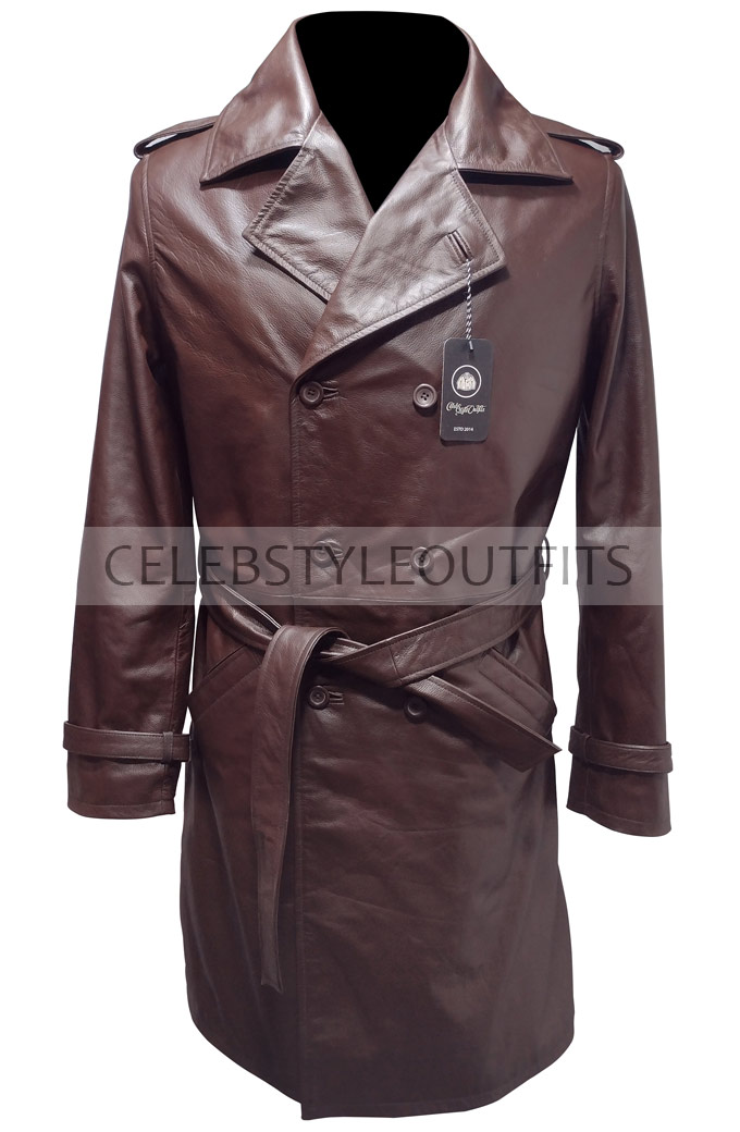 Richard Roundtree John Shaft Brown Leather Long Trench Coat