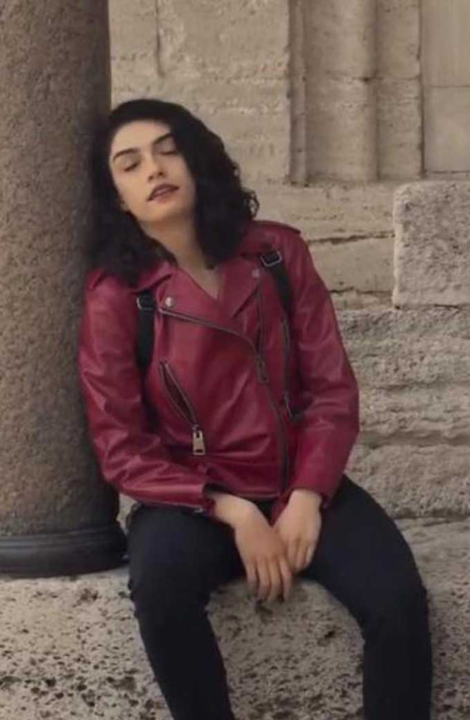 The Protector Zeynep Erman Red Genuine Leather Jacket