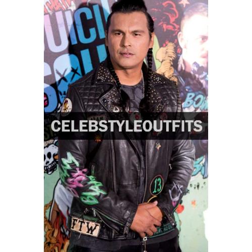 Adam Beach Suicide Squad Slipknot Black Quilted Leather Jacket