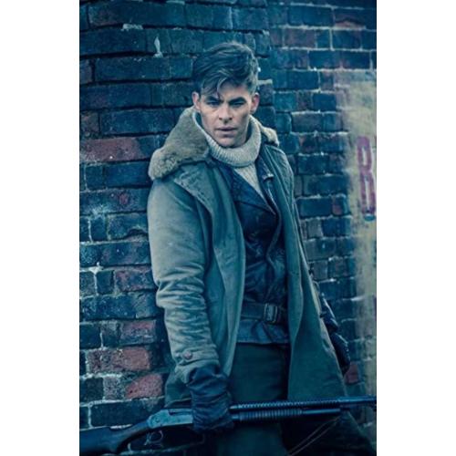 Chris Pine Wonder Woman 1984 Steve Trevor Brown Shearling Coat