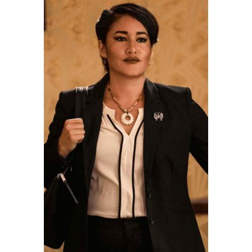 Qorianka Kilcher Yellowstone TV Show Angela Blue Thunder Coat